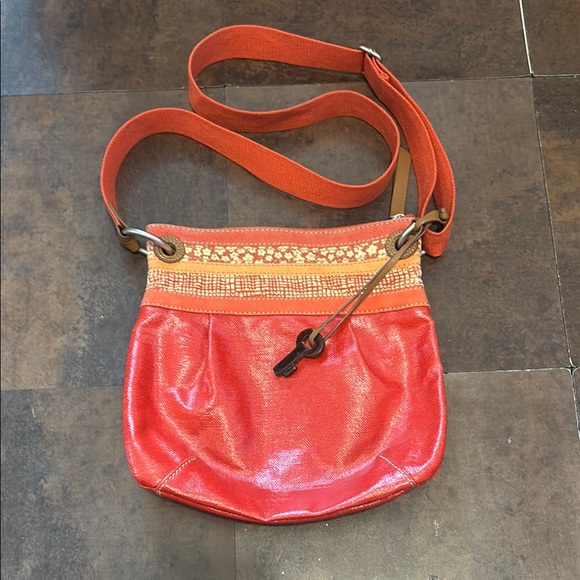 Fossil | Bags | Fossil Red Crossbody Bag Waxed Canvas Bag | Poshmark